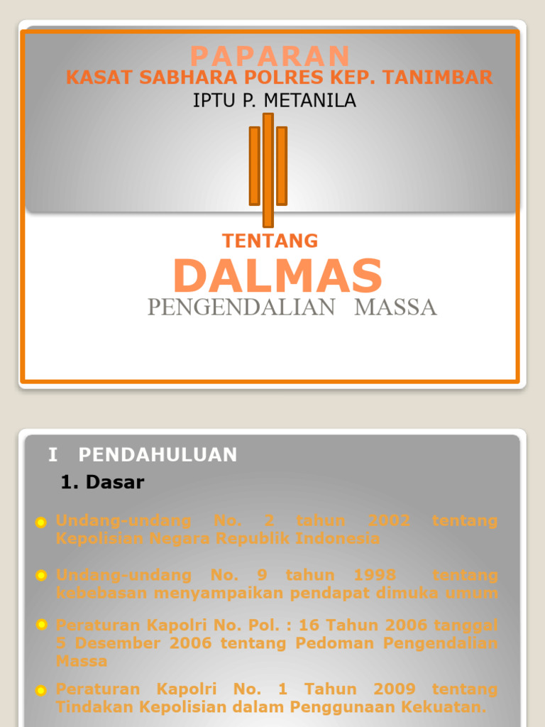 Pedoman Pengendalian Massa Dalmas Polri | PDF