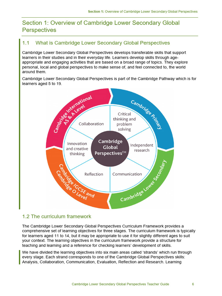 1129 Section 1 Overview of Cambridge Lower Secondary Global Perspectives - tcm143-661768 | PDF ...
