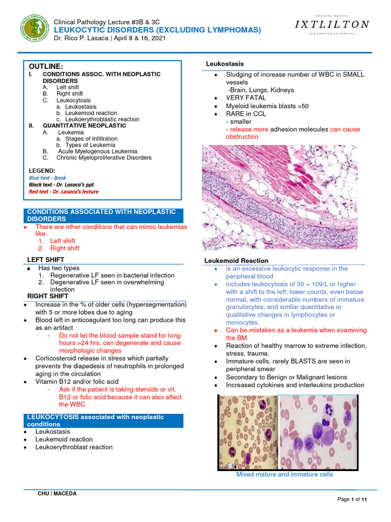 Clinpath-03b & 3c.-Leukocytic-Disorders | PDF | White Blood Cell | Leukemia