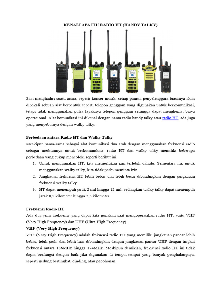 Kenali Apa Itu Radio HT | PDF