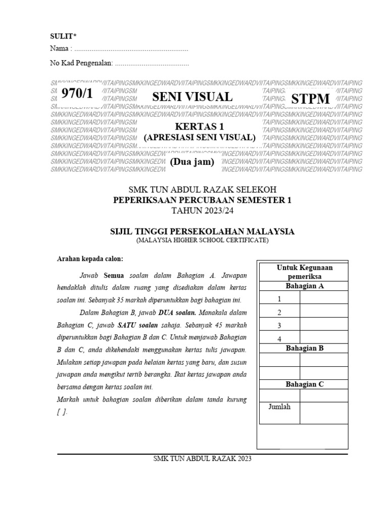 9701 Percubaan SEM 1 2023 | PDF