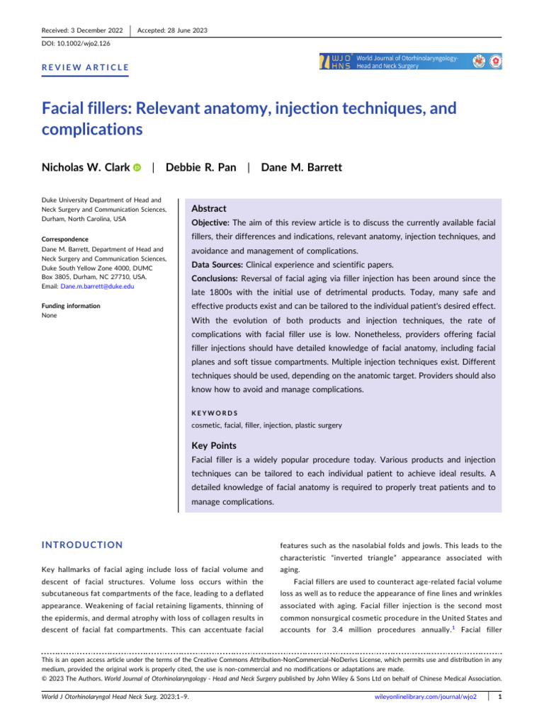 Facial Fillers: Anatomy & Techniques Guide | PDF | Injection (Medicine ...