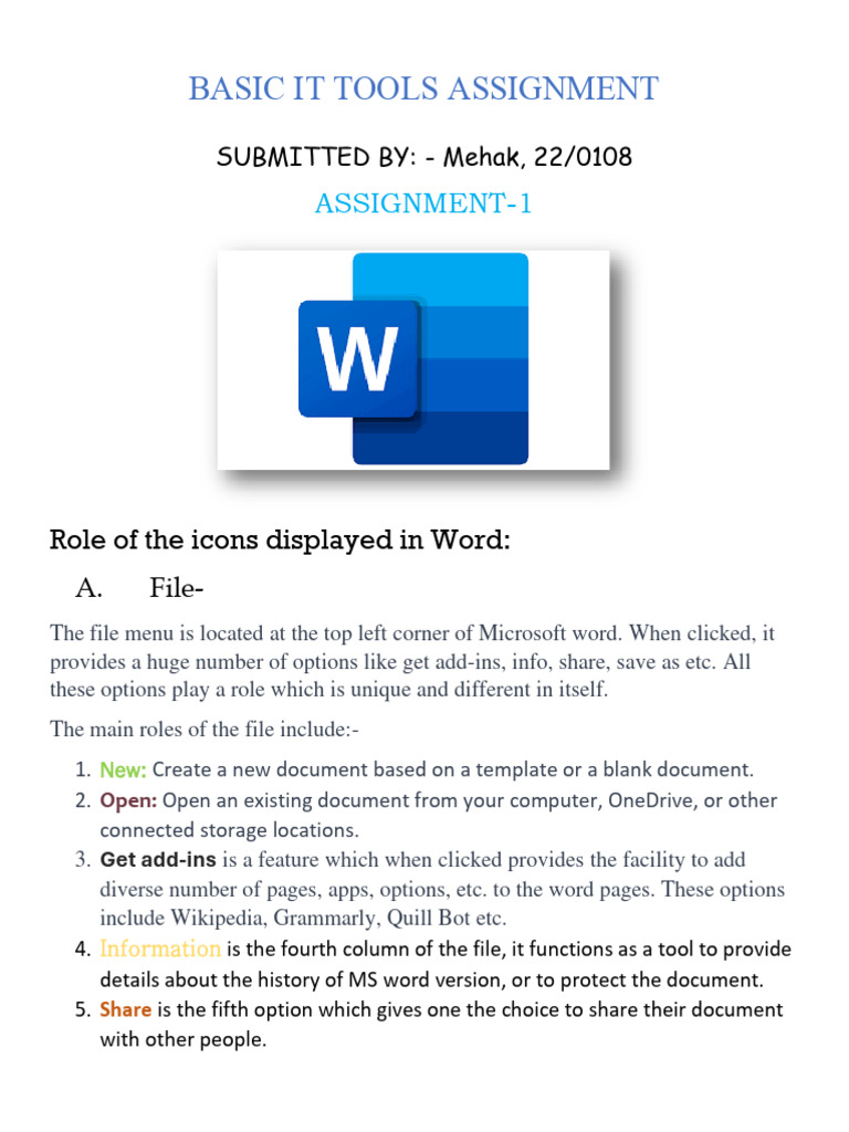 Assignment 1 | PDF | Microsoft Word | Computing