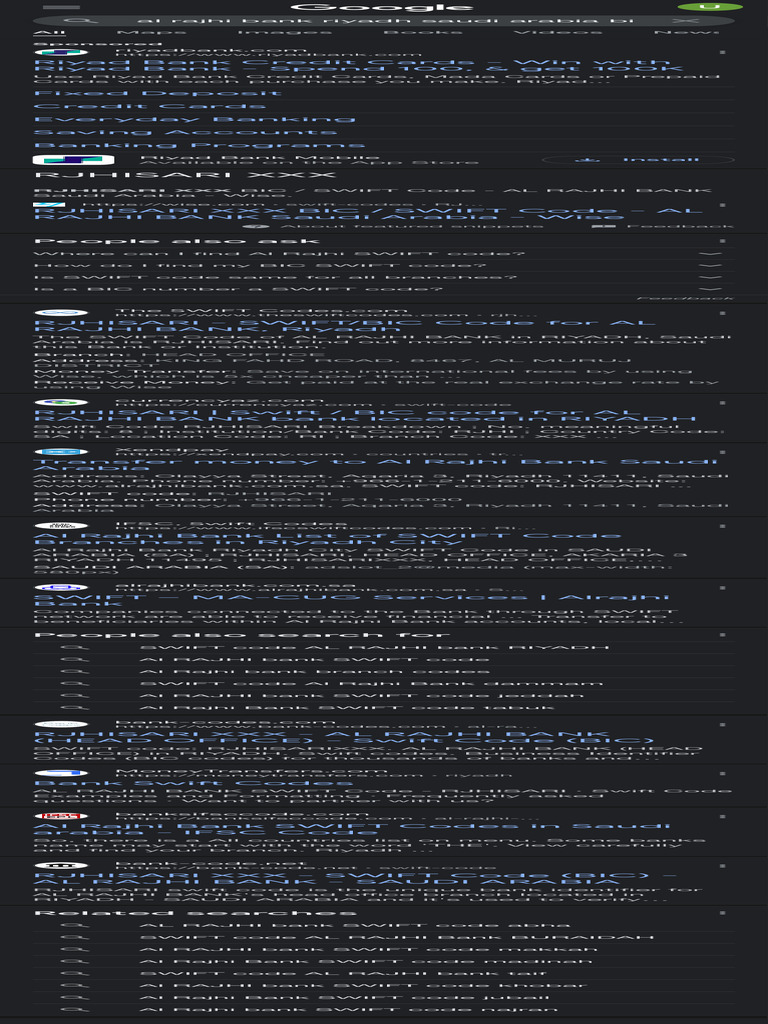 Al Rajhi Bank Riyadh Saudi Arabia Bic Swift Code | PDF