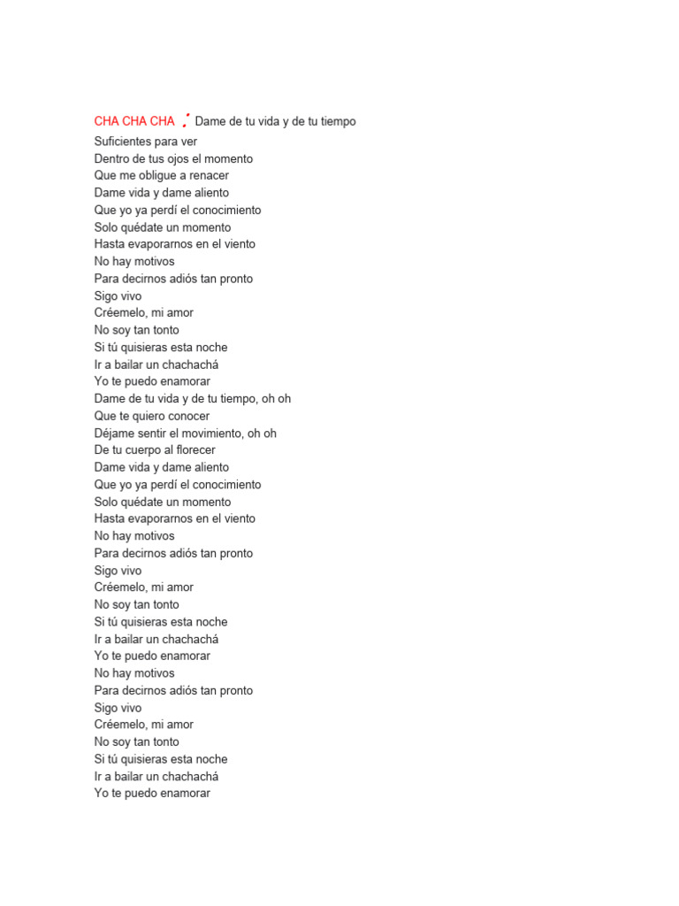 Cha Cha Cha | PDF | Amor