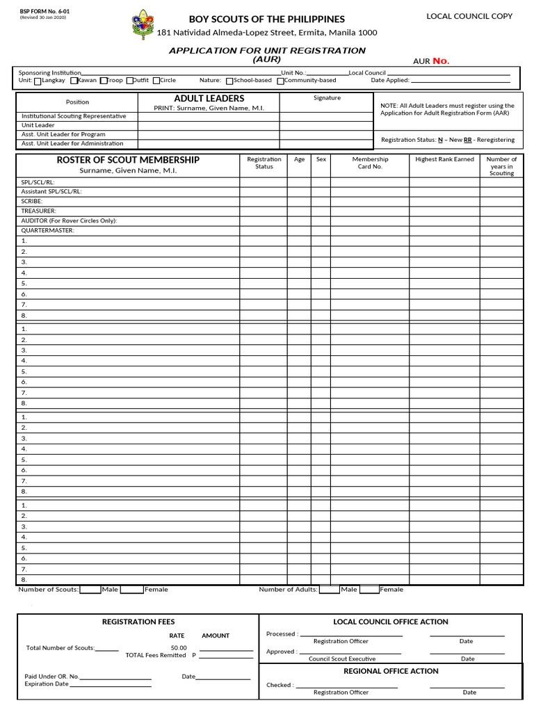 AUR Form Docs | PDF | Youth Organizations | Youth Movements