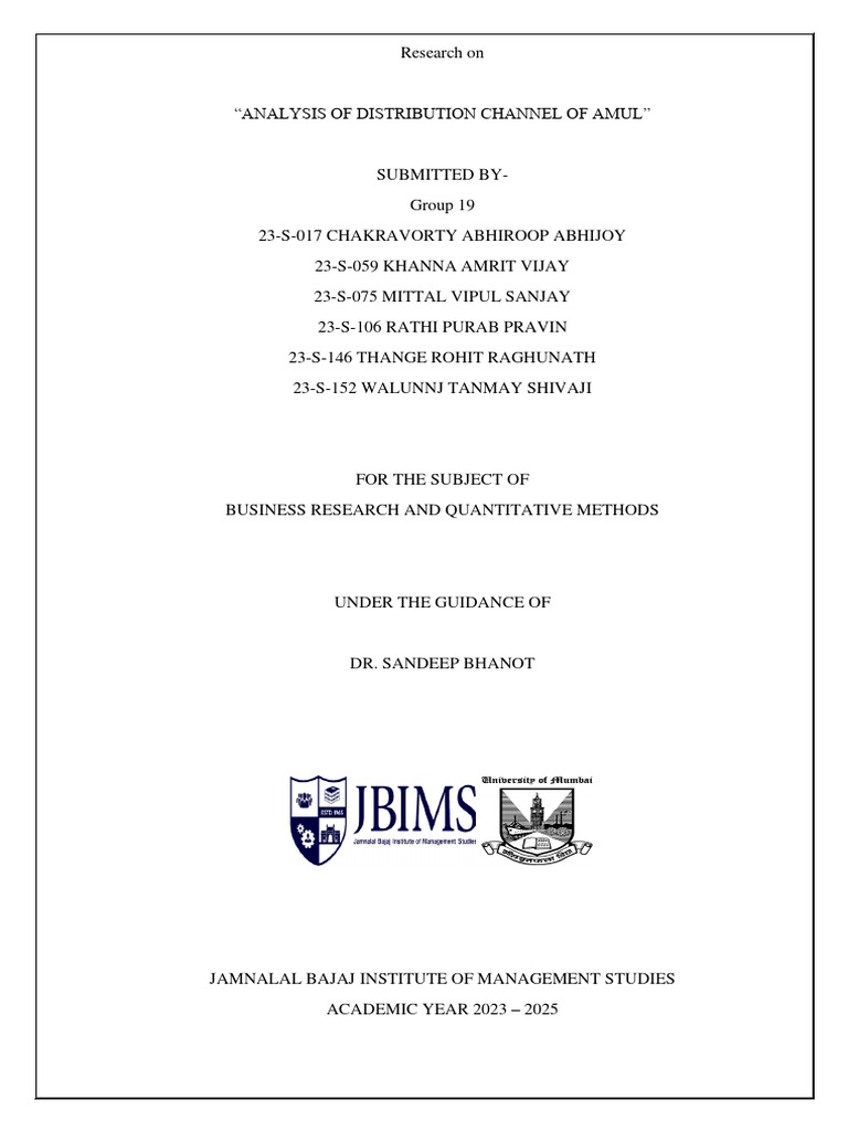 Group 19 - Analysis of Distribution Channel of Amul | PDF