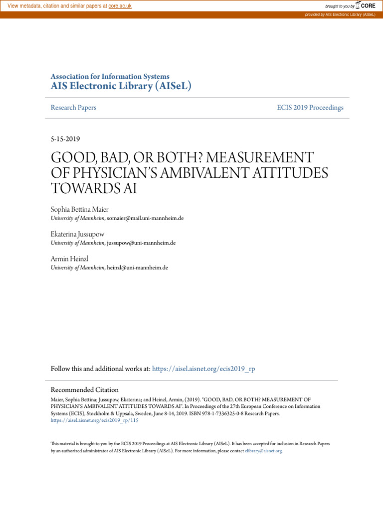 Good, Bad, or Both Measurement of Physician - S Ambivalent Attitudes ...