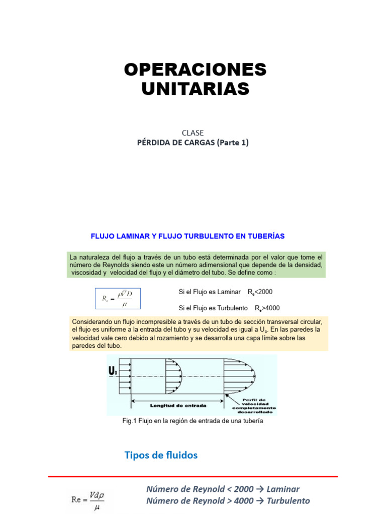 Clase1 Semana8 PérdidaCargas | PDF | Viscosidad | Ingeniería Química
