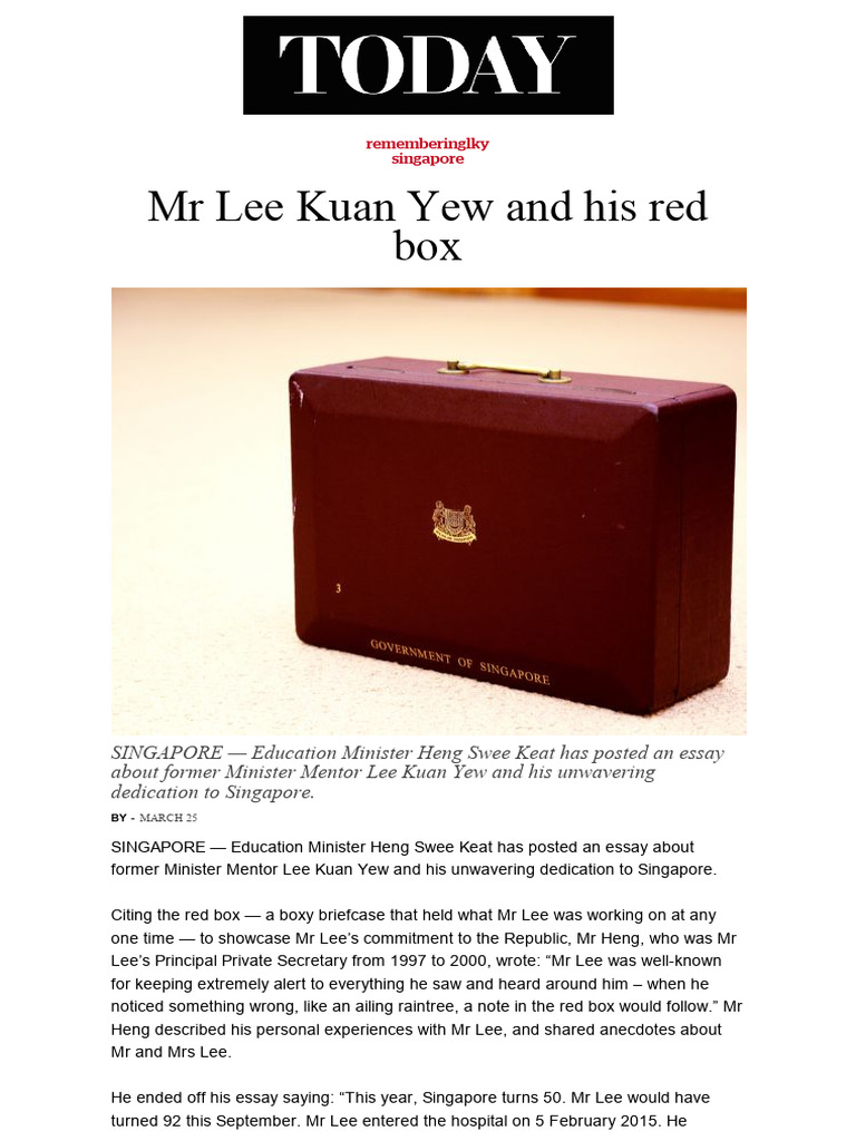 MR Lee Kuan Yew and His Red Box | PDF