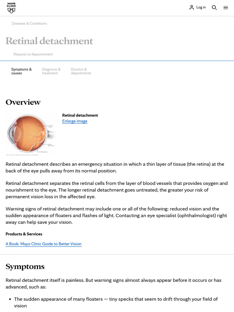 Retinal Detachment Symptoms & Causes | PDF | Retina | Clinical Medicine