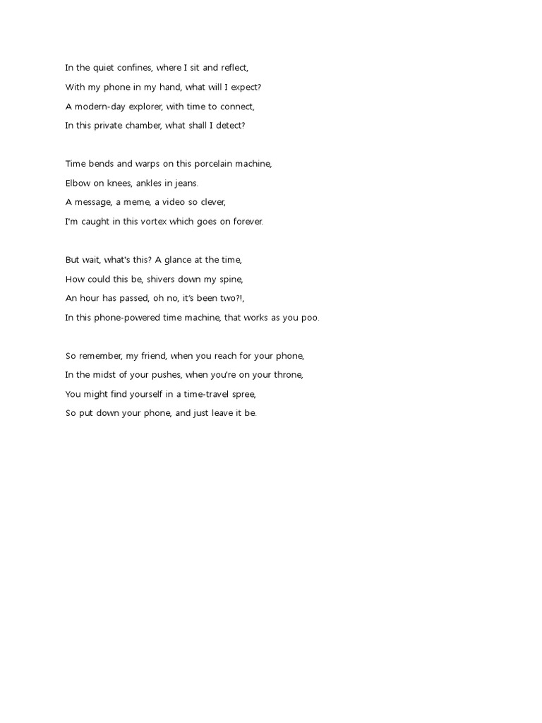 Time Travel Toilet Poem | PDF