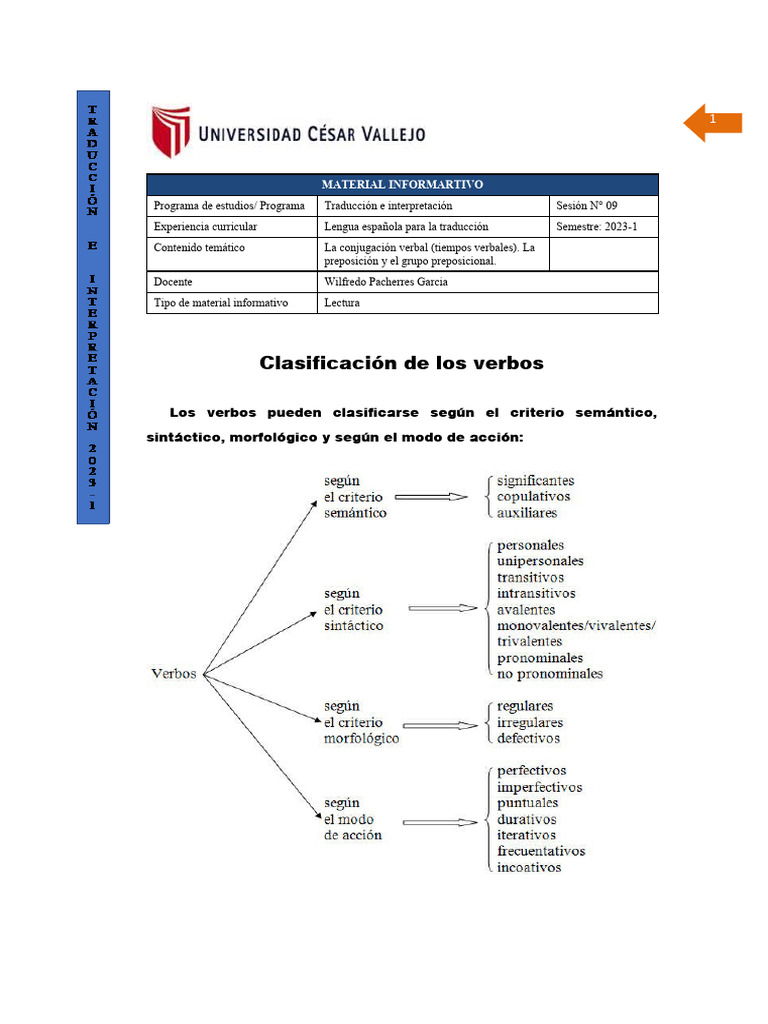 09 - El Verbo - Lectura | PDF | Estudios de idiomas extranjeros