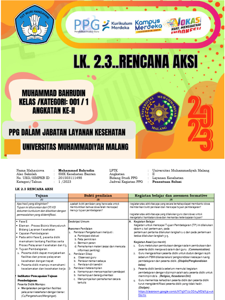 LK 2.3 Rencana Aksi | PDF