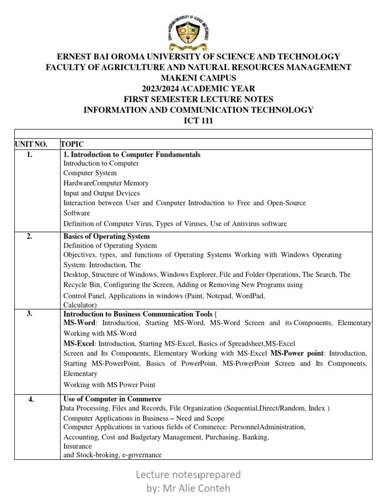 Ebkust Ict Notes | PDF | Random Access Memory | Read Only Memory