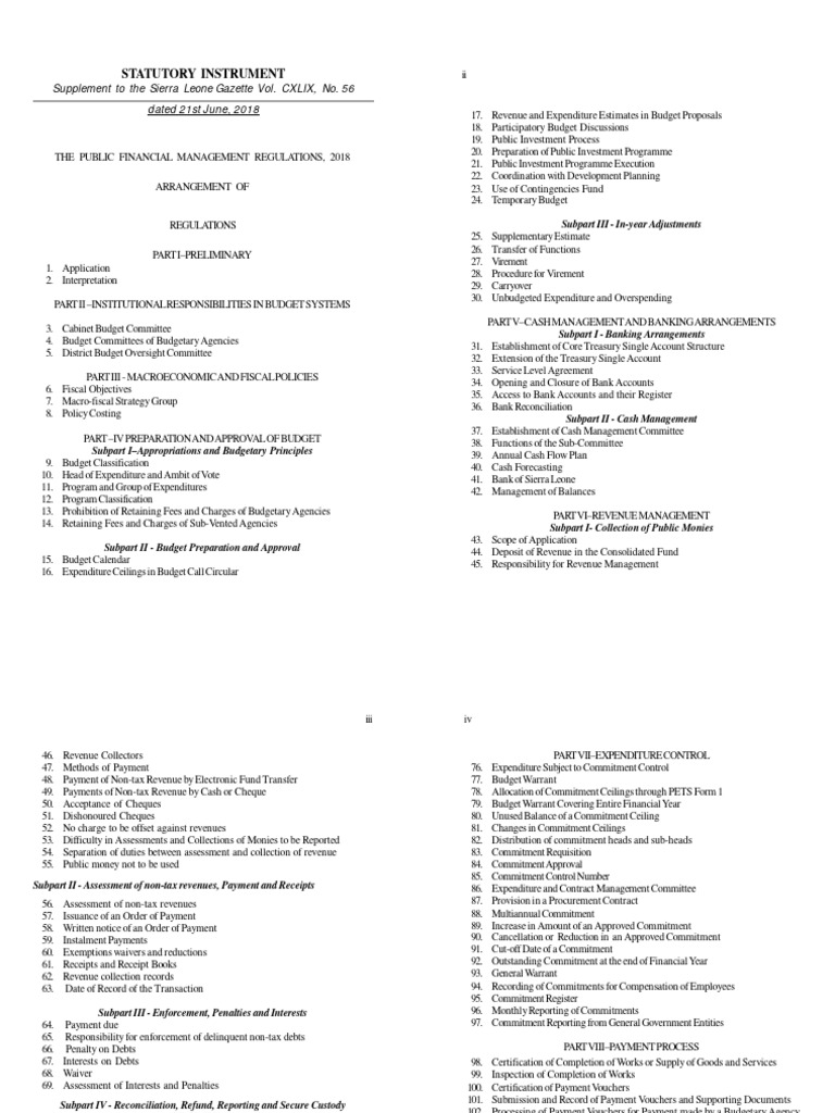 Public Financial Management Regulations 2018 | PDF | Government Budget ...