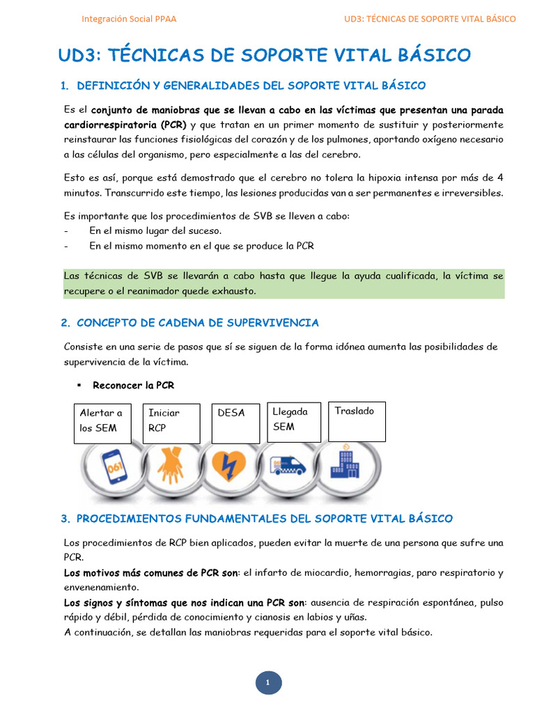 UD3.Técnicas de Soporte Vital Básico - Actualizado | PDF | Reanimación cardiopulmonar ...