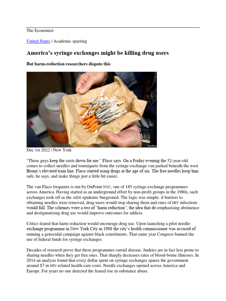 Americas Syringe Exchanges Might Be Killing Drug Users | PDF ...