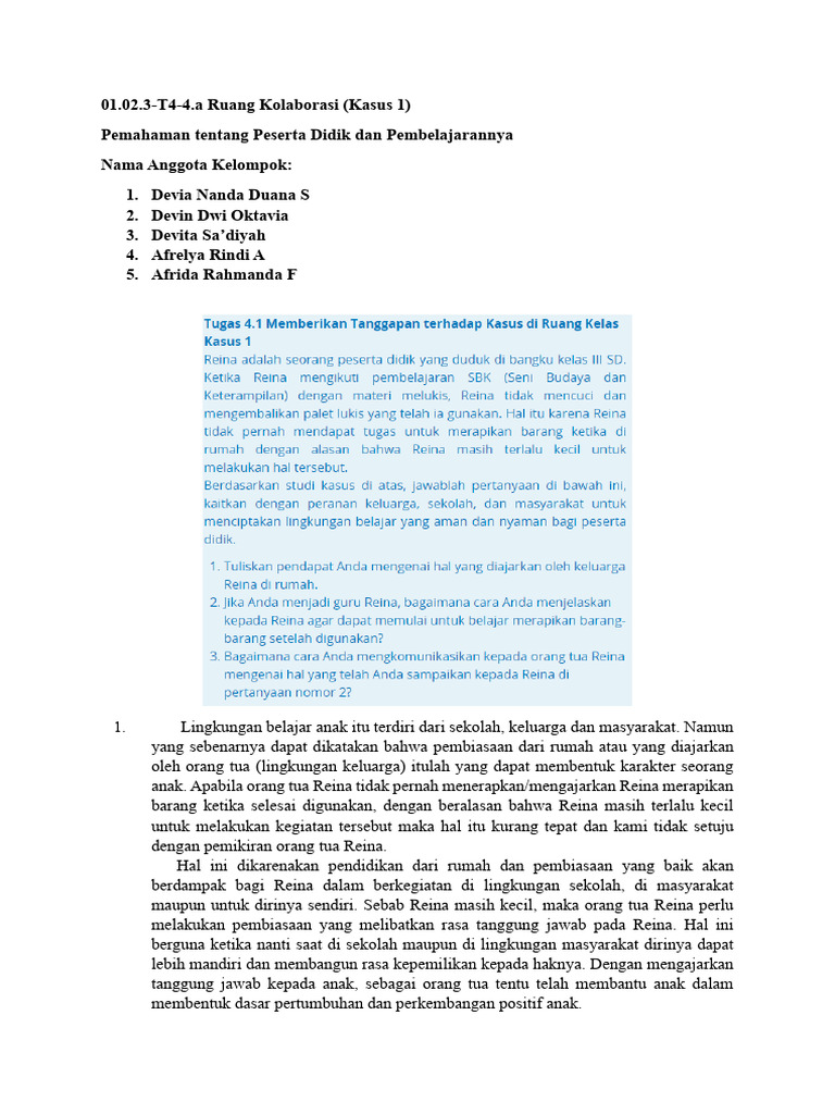 Ruang Kolaborasi Kelompok Topik 4 Kasus 1 | PDF