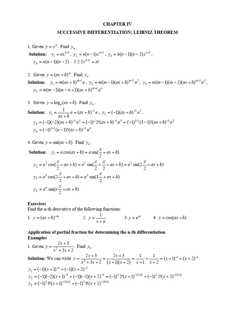 Successive Differentiation | PDF
