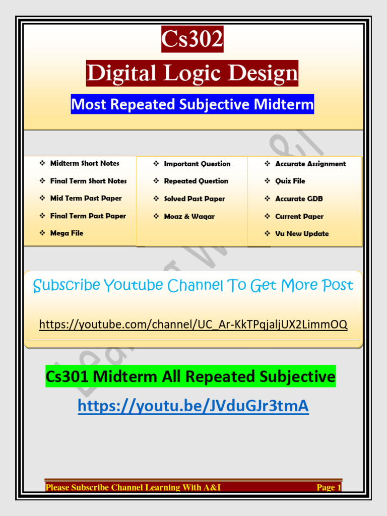 Cs302 Subjective Midterm | PDF | Logic Gate | Transistor Cs302 Subjective Midterm | PDF | Logic Gate | Transistor