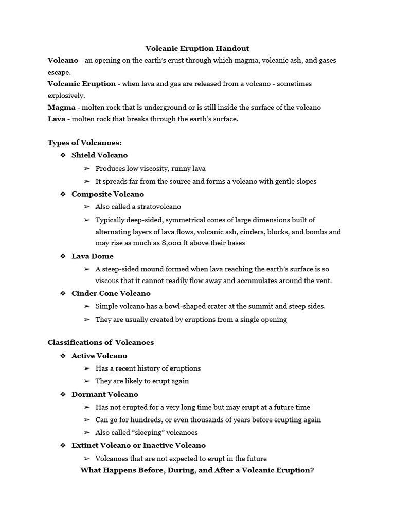 Volcanic Eruption | PDF | Volcano | Types Of Volcanic Eruptions