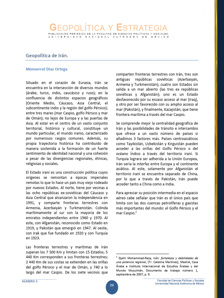 DÍAZ ORTEGA, Monserrat Geopolítica de Irán, Revista de Geopolítica y ...