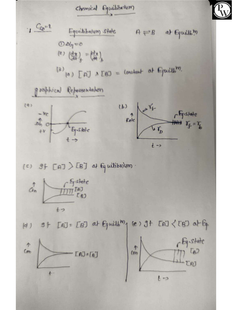Chemical Equilibrium Notes Cum Formula Sheet | PDF