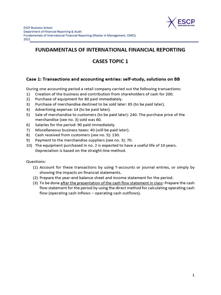Cases Topic 1 2021 Intl Fin Rep | PDF | Income Statement | Expense