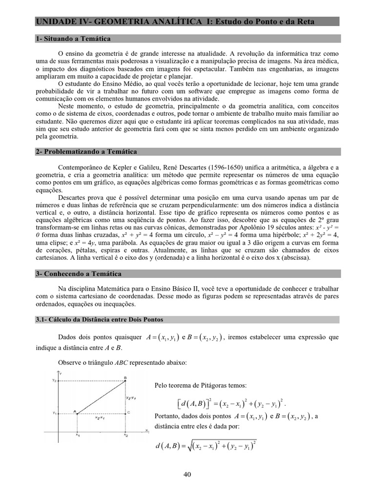 Geometria Analítica: Ponto e Reta | PDF | Geometria Analítica | Linha (Geometria)