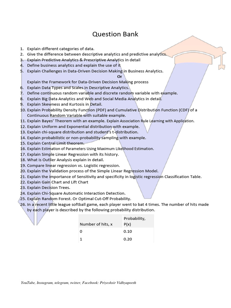 DS Question .Bank | PDF | Probability Distribution | Analytics