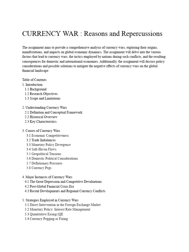 Currency Wars: Causes and Effects | PDF | Exchange Rate | Currency ...