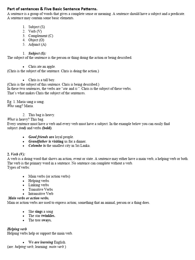 SVOCA NOTES | PDF | Verb | Subject (Grammar)