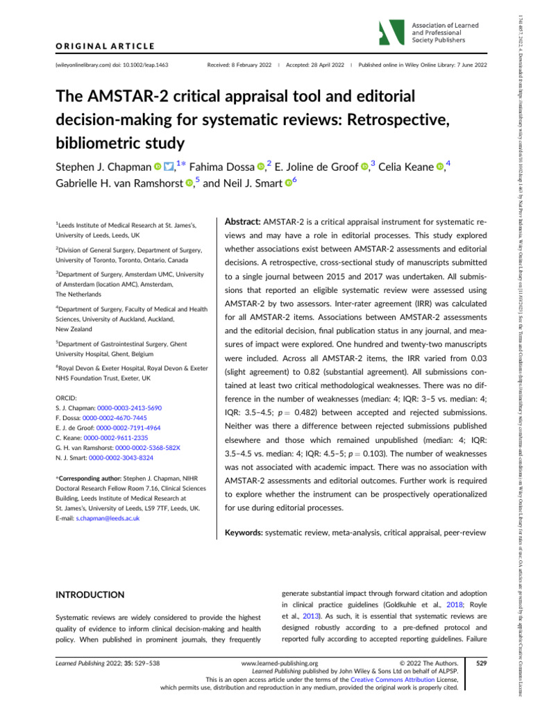 AMSTAR-2 Checklist | PDF | Systematic Review | Meta Analysis