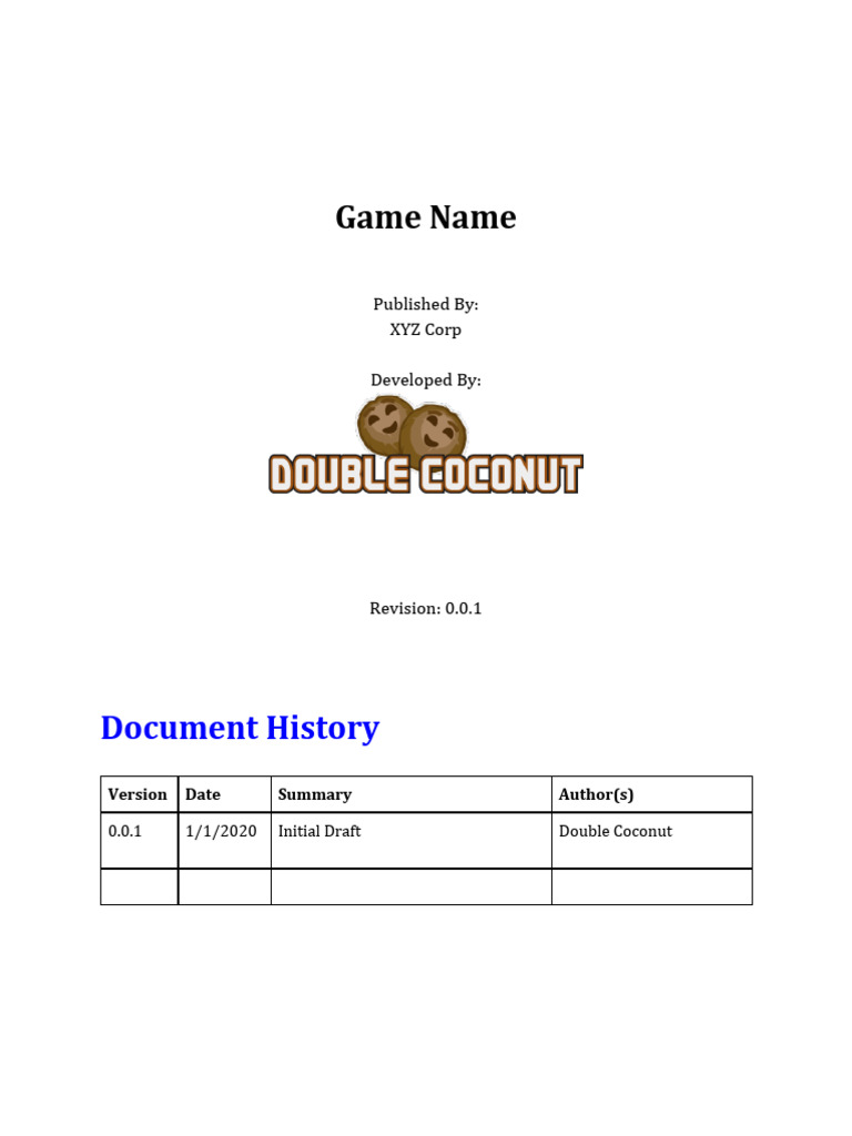 Game Design Document Template (Double Coconut) | PDF | Icon (Computing) | Computing