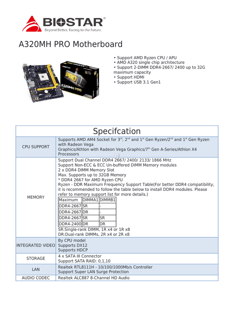 Biostar A320mh Pro Spec | PDF | Electrostatic Discharge | Usb