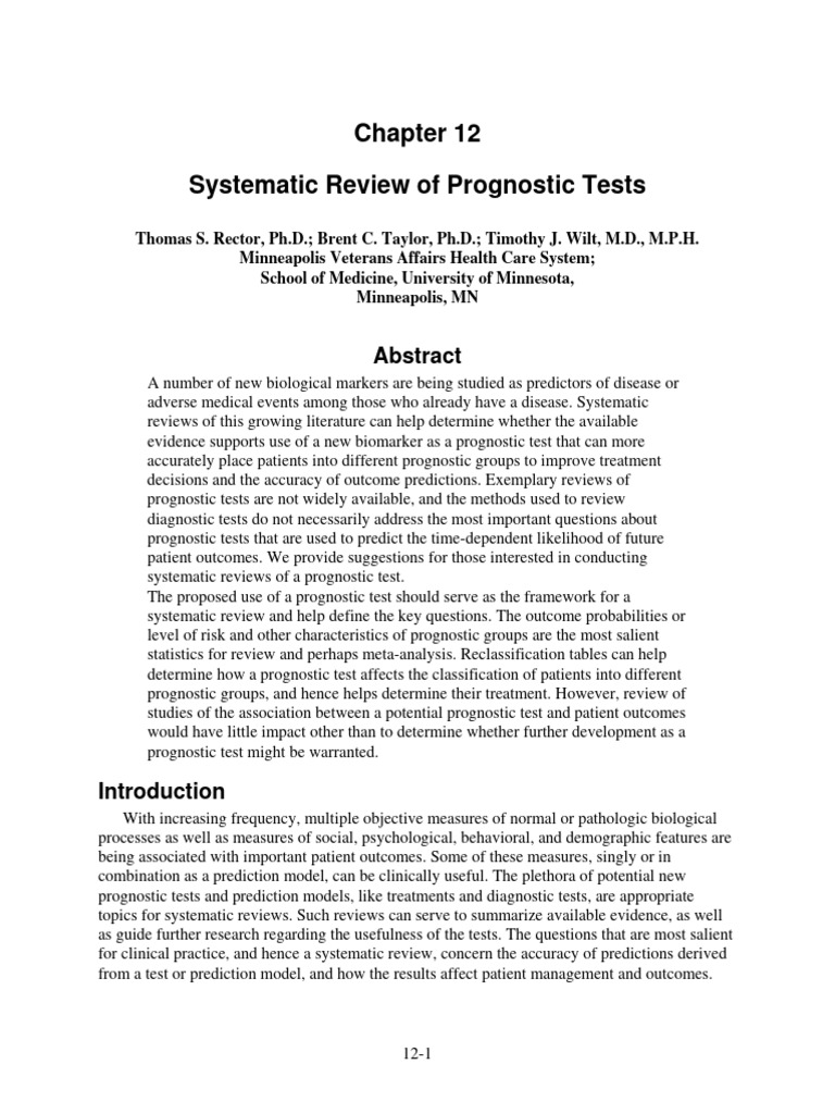 Chapter 12 Systematic Review of Prognostic Tests | PDF | Sensitivity ...