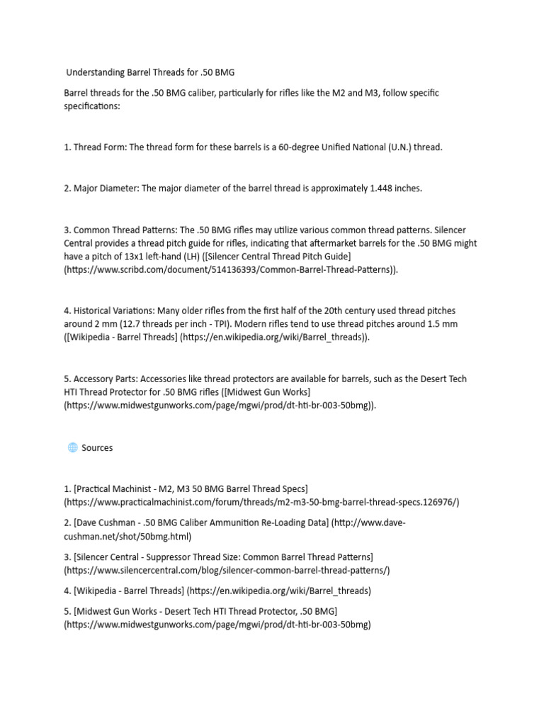 Understanding Barrel Threads For 50 BMG Barrels | PDF | Home & Garden ...