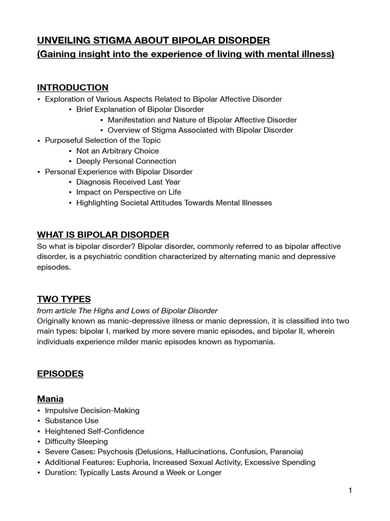 Bullet points | PDF | Mental Disorder | Bipolar Disorder