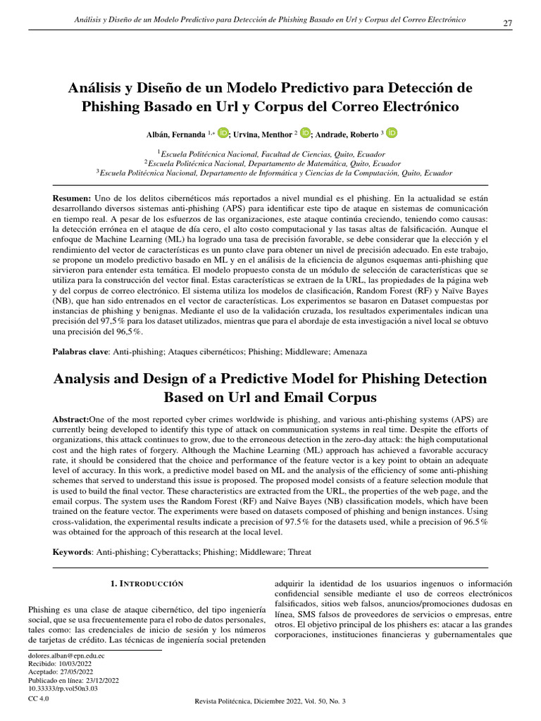 Analisis y Diseno de Un Modelo Predictivo para Det | PDF | Informática