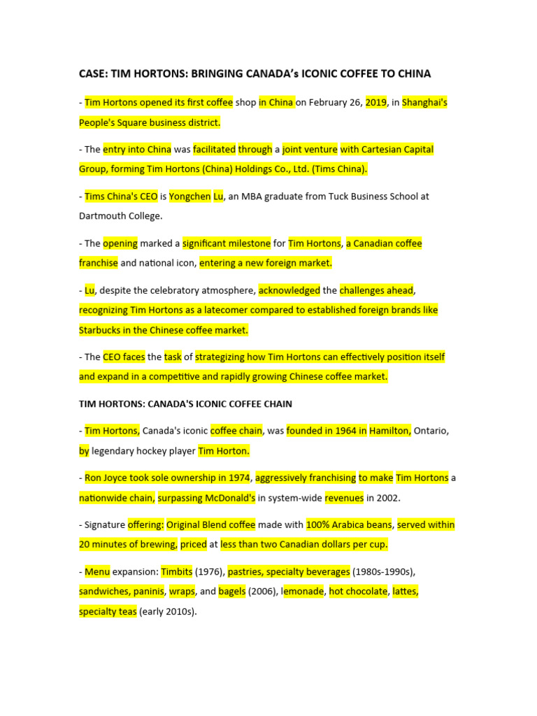 Tim Horner - Summary | PDF | Coffee | China