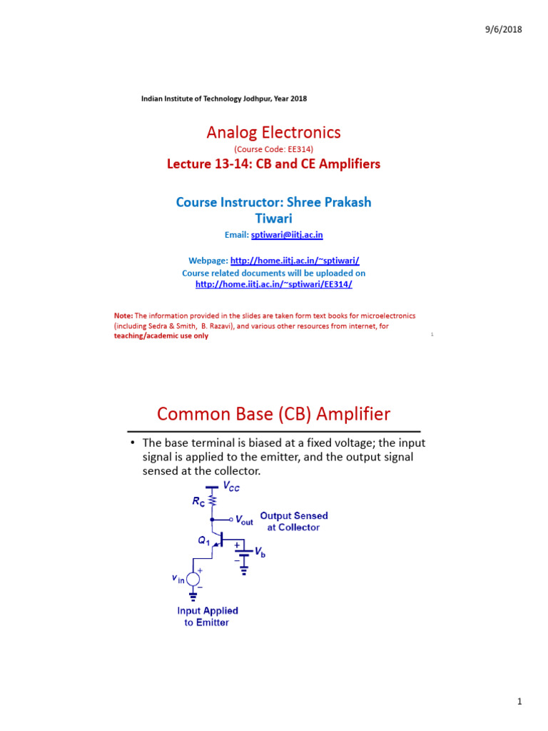 Lecture13 14 BJT Amplifiers | PDF | Amplifier | Bipolar Junction Transistor