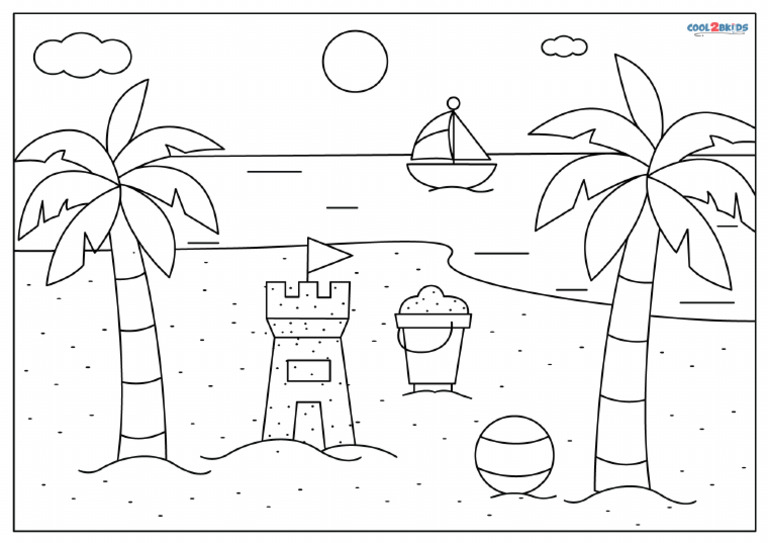 Beach Coloring Pages For Kids | PDF