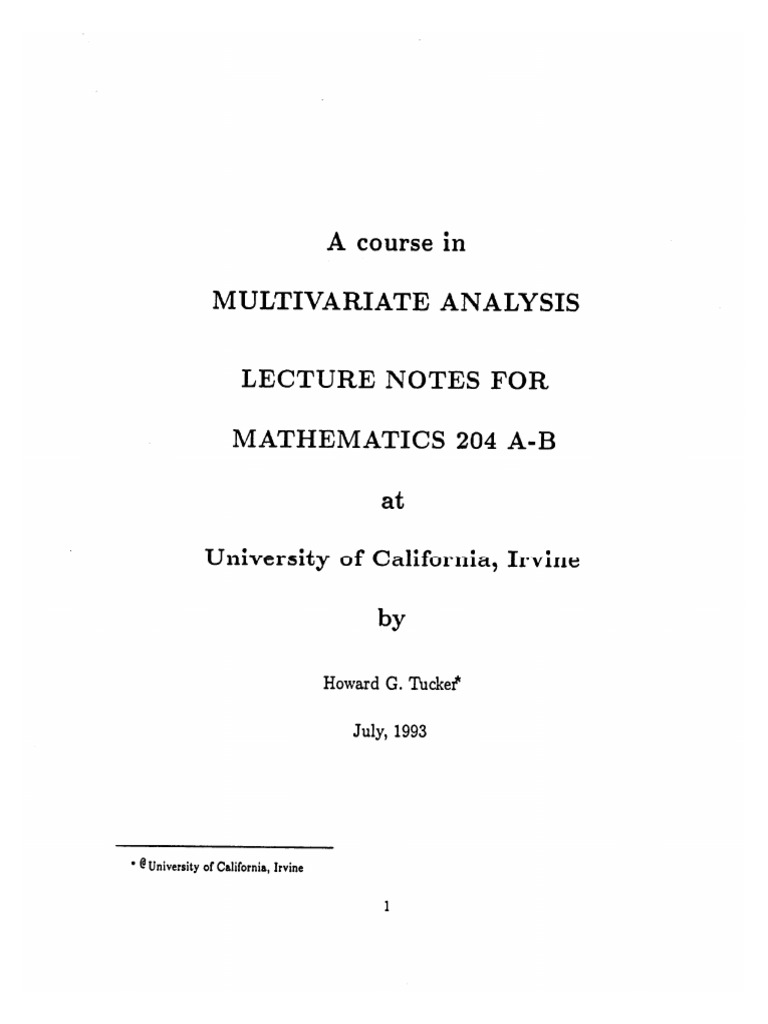 Multi Variate Analysis | PDF