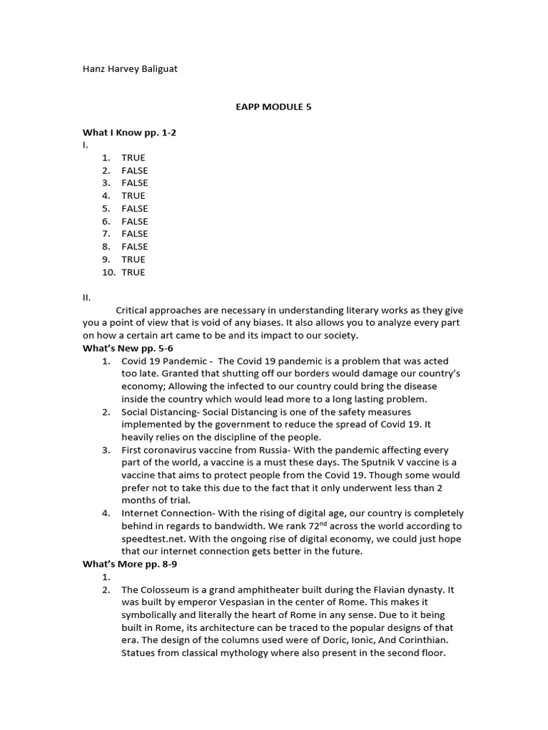 EAPP Module 5 | PDF