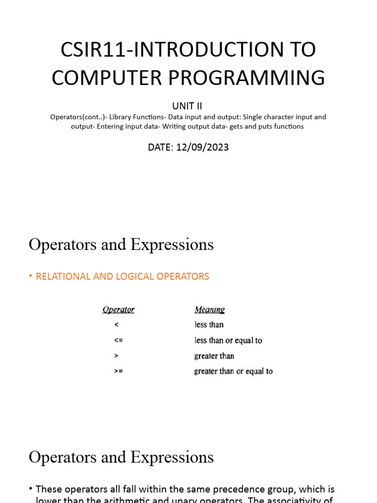 C Programming: Operators & I/O Functions | PDF | Parameter (Computer ...