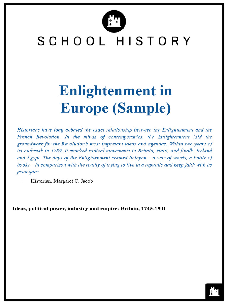 KS3 - Area 3 - Enlightenment in Europe Printout - Sample | PDF ...