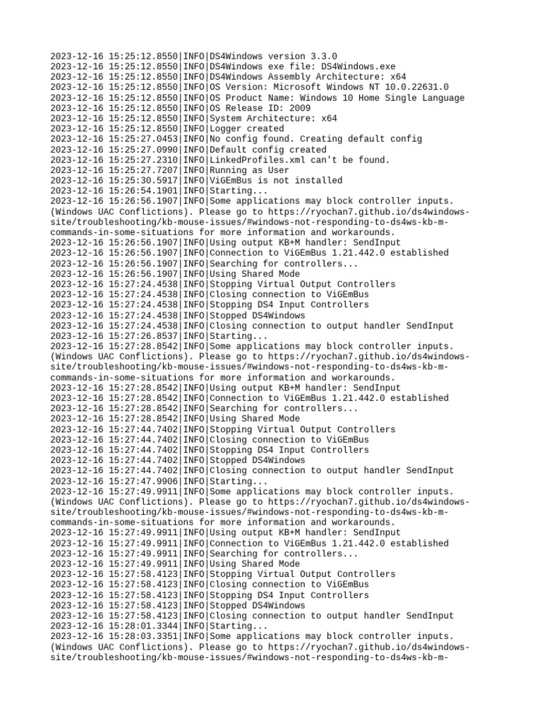 Ds4windows Log 20231216.0 | PDF | Microsoft Windows | Computer Science