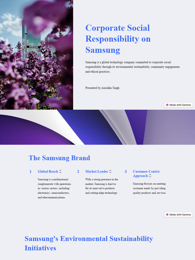 Corporate Social Responsibility On Samsung | PDF | Sustainability ...