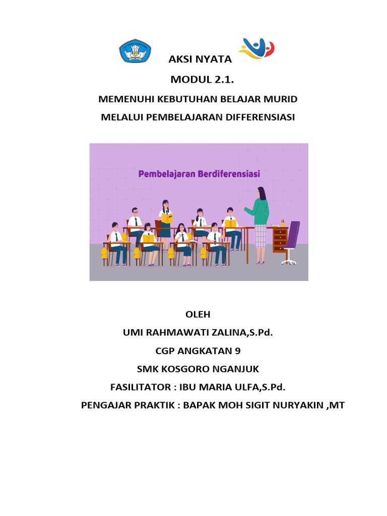 Aksi Nyata Modul 2.1. RPP Pembelajaran Berdiferensiasi Umi Rahma CGP Angk 9 | PDF